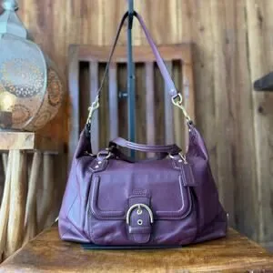 Coach | Bags | Coach Campbell Large Plum Bordeaux Leather Satchel ...